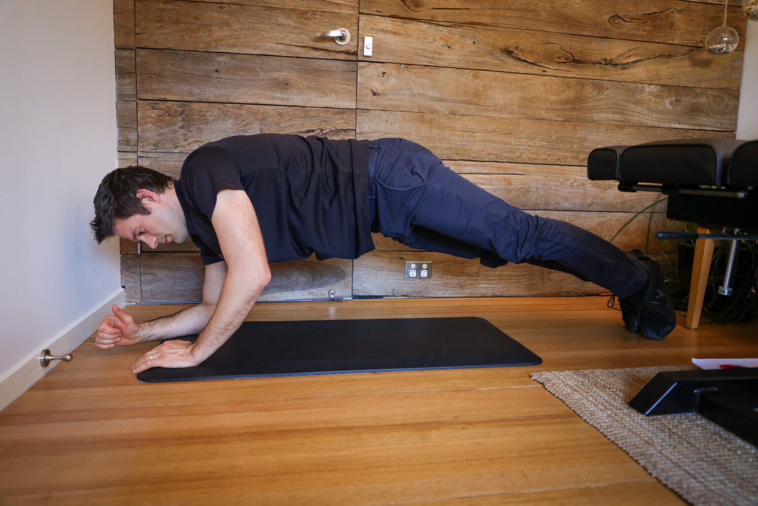 Challenge your core strength with the "Front Plank Stair Walk ...